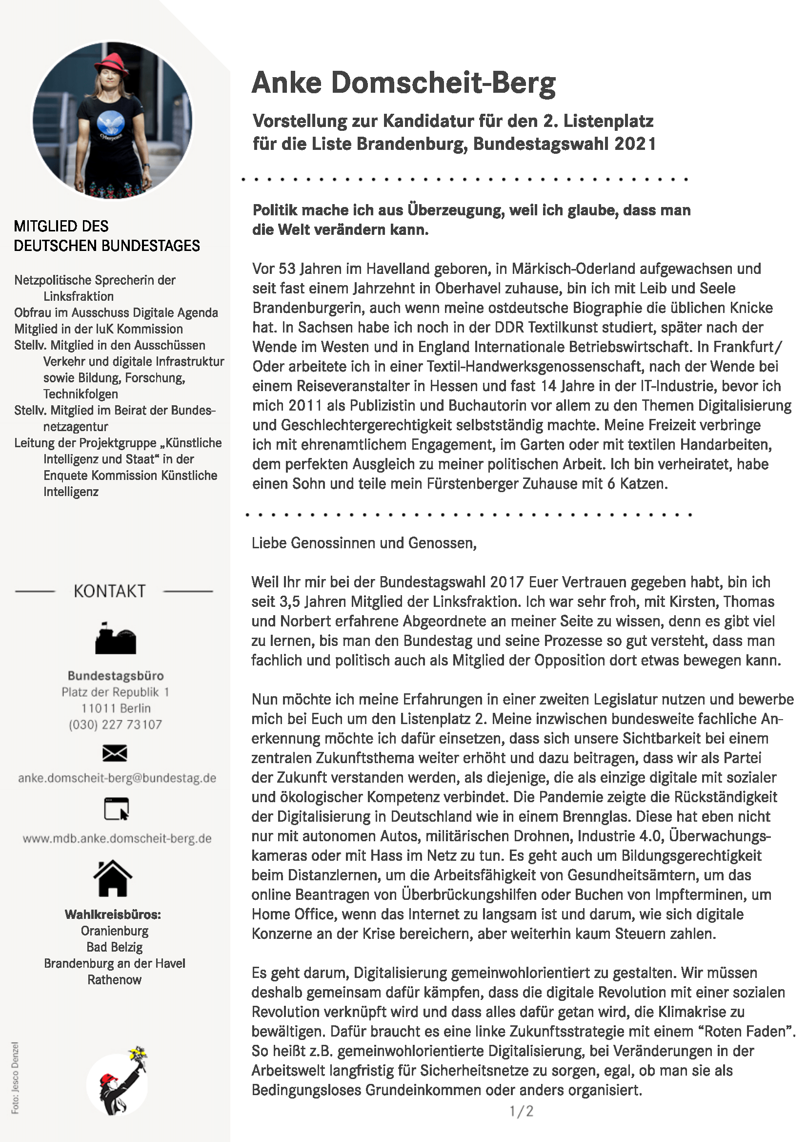 Vorstellung zur Kandidatur für den 2. Listenplatz für die Liste ...